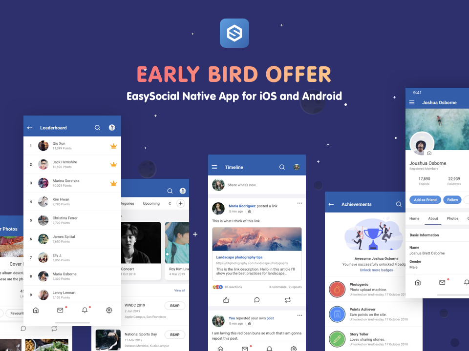 Early-Bird Discount For EasySocial Native App - StackIdeas